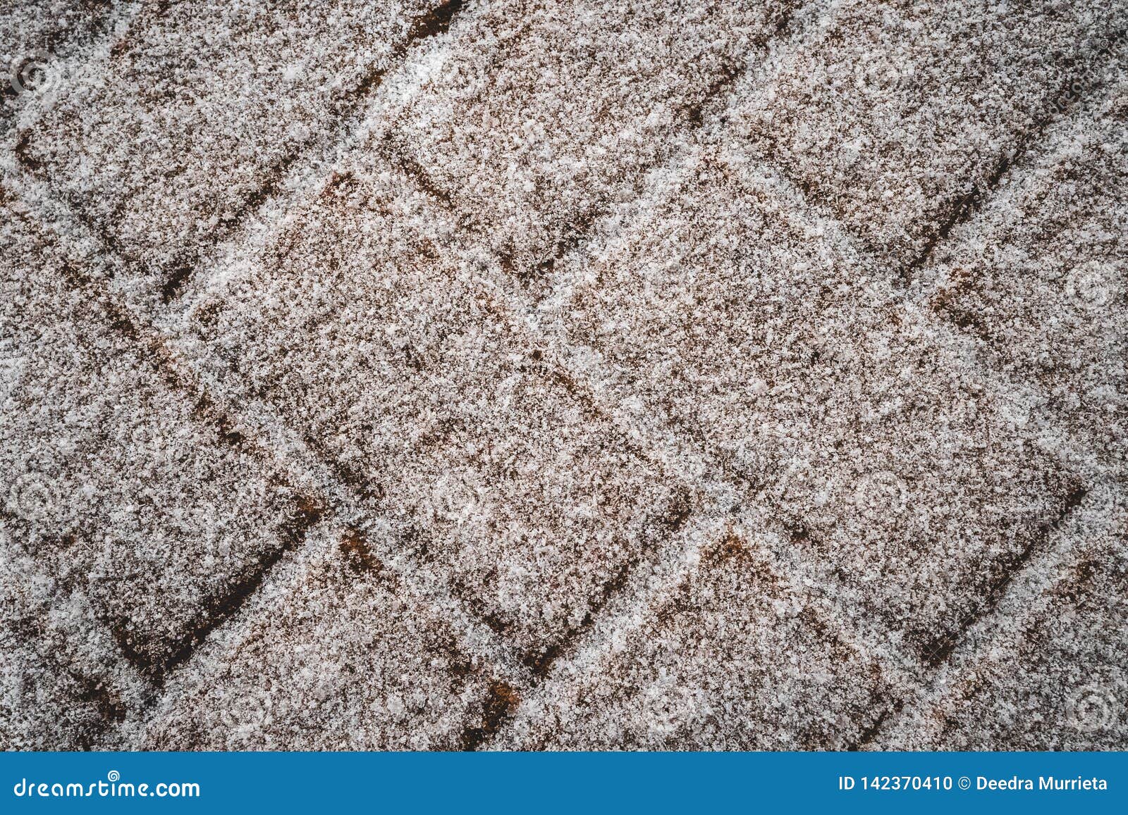 Snowy Bricks on the Ground Background Stock Photo - Image of winter ...