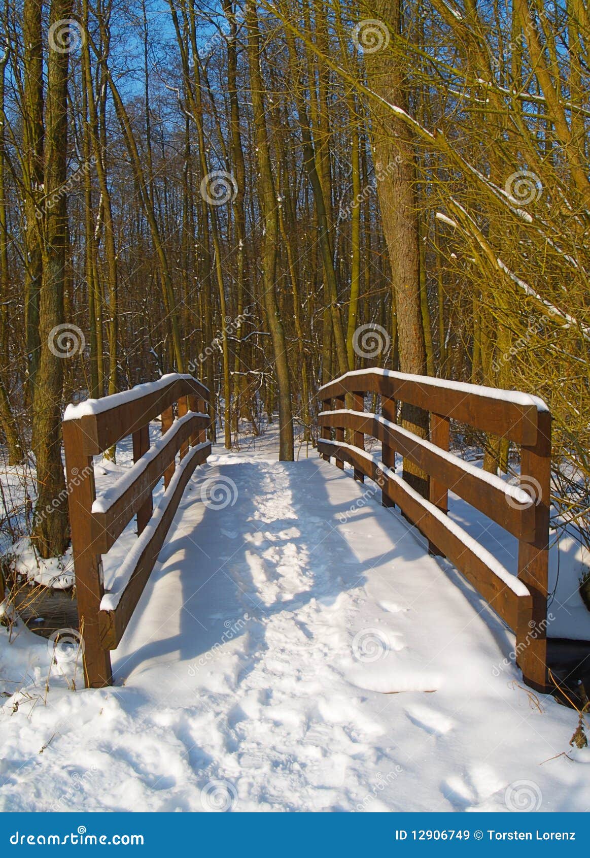 Snowy bridge stock image. Image of seasonal, wooden, landscape - 12906749