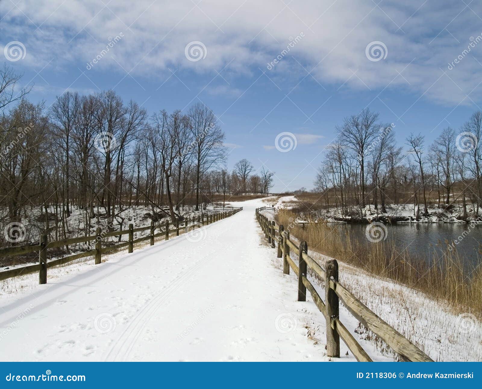 Snowy Bridge stock photo. Image of christmas, winter, lake - 2118306