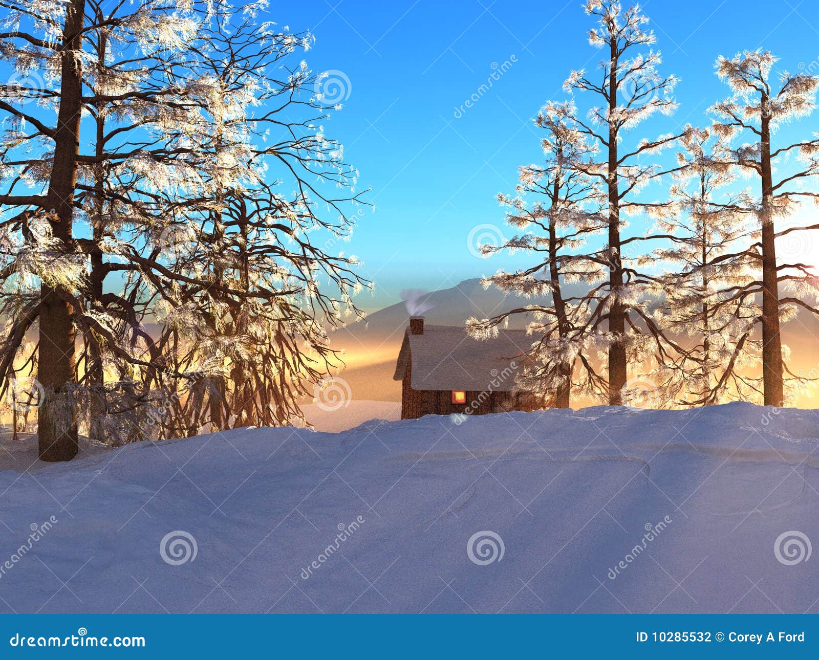Snowy Cabin stock photo. Image of desert, cloud, rural - 10285532