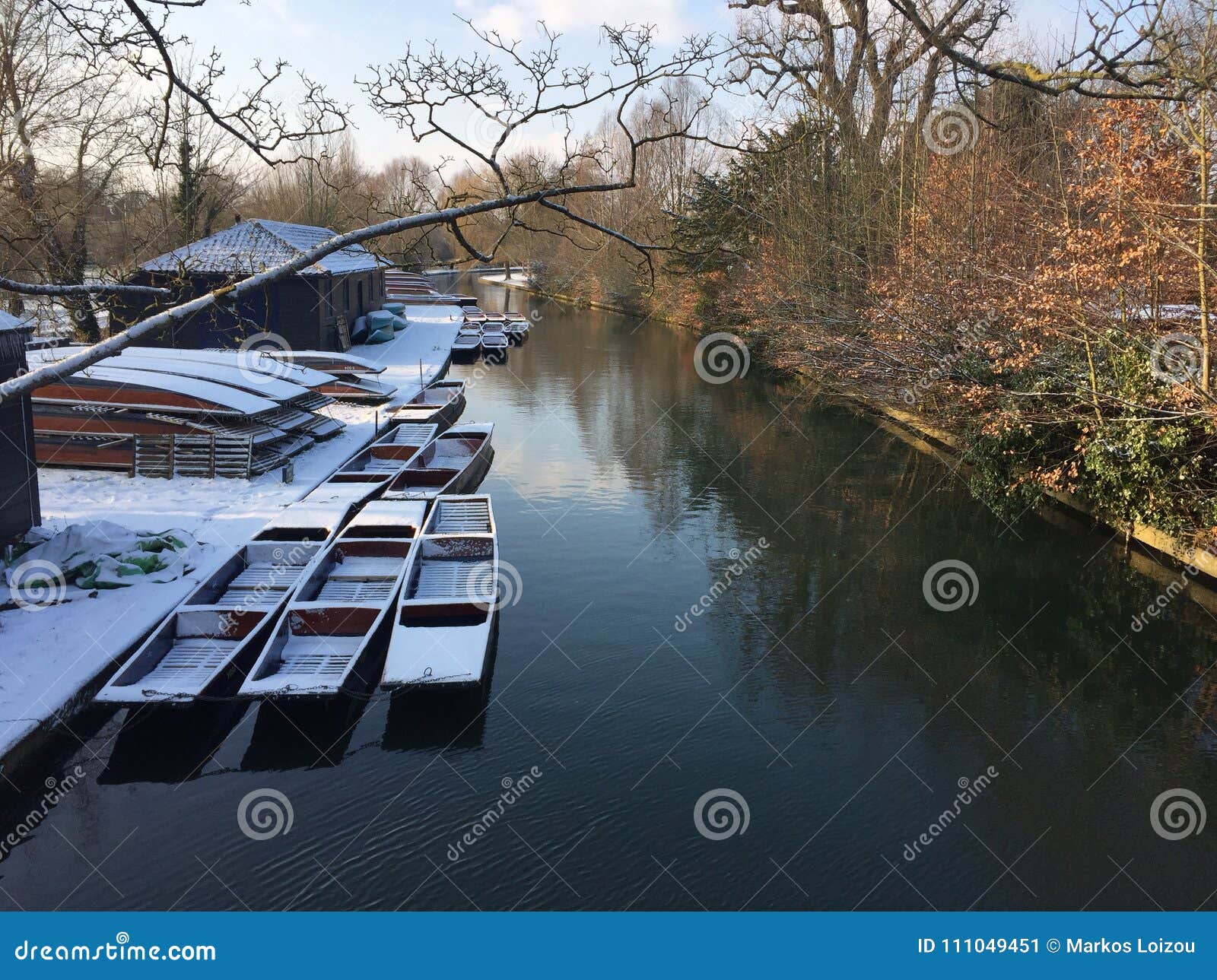 Snowy Cambridge, 2018 stock image. Image of england - 111049451