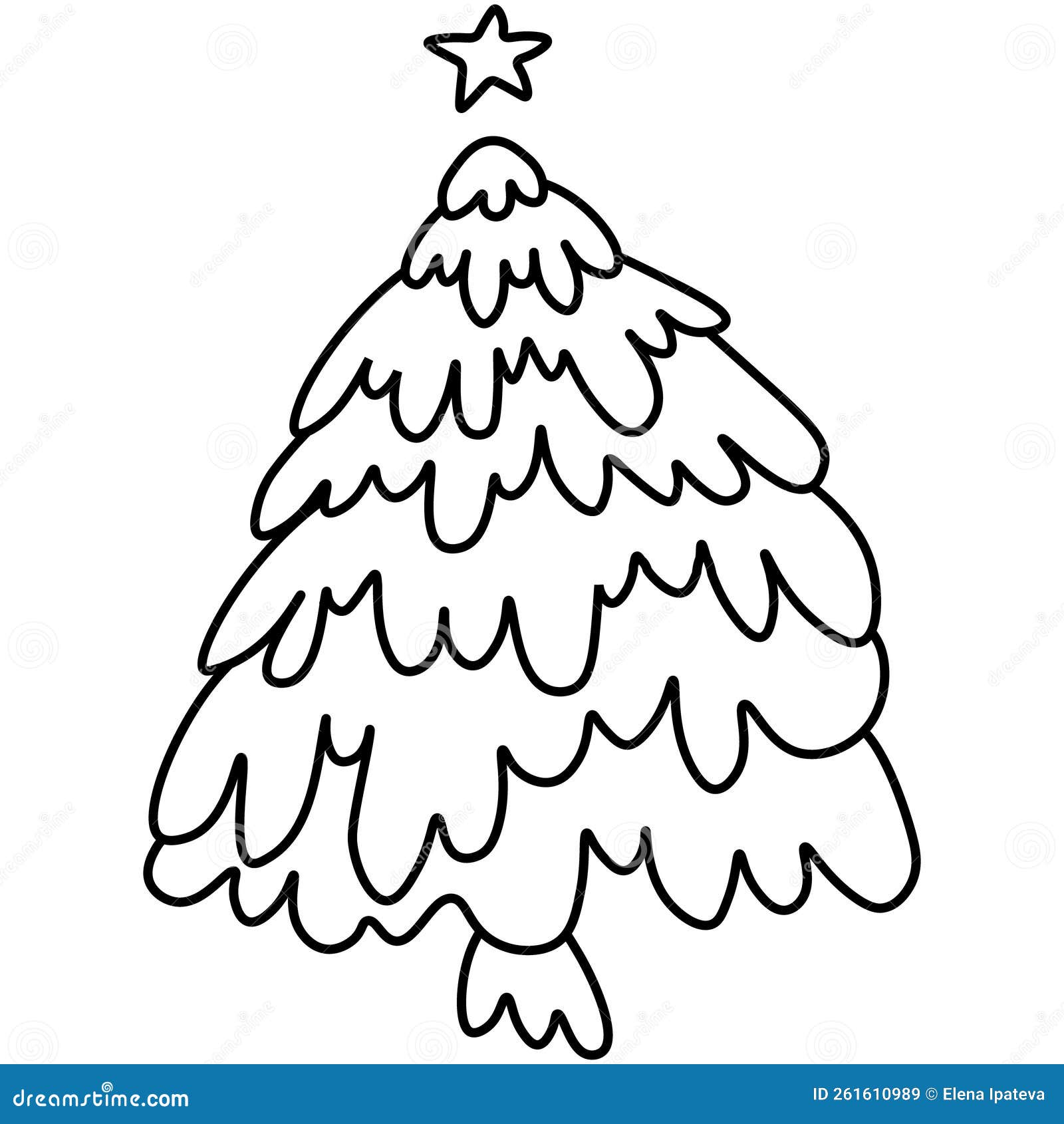 Snowy Xmas Tree Hand Drawing Vector Illustration Stock Vector ...