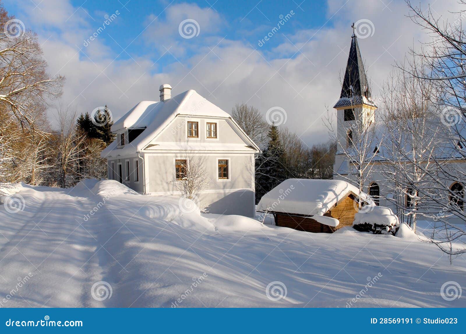 Snowy church stock image. Image of christmas, history - 28569191