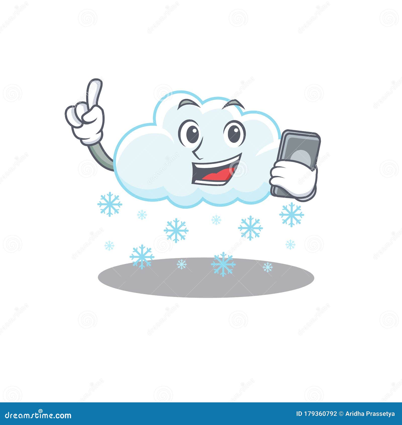 Snowy Cloud Cartoon Character Speaking on Phone Stock Vector ...