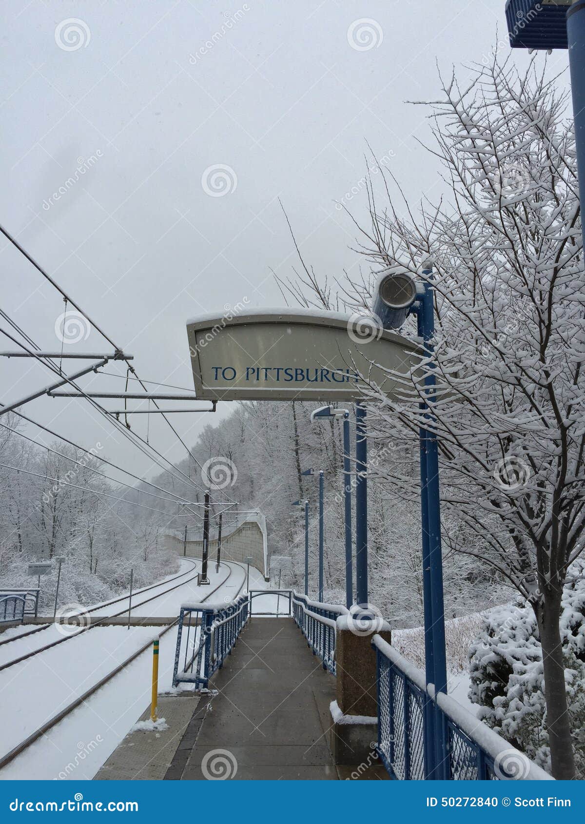 Snowy Commute stock photo. Image of snowy, downtown, train - 50272840