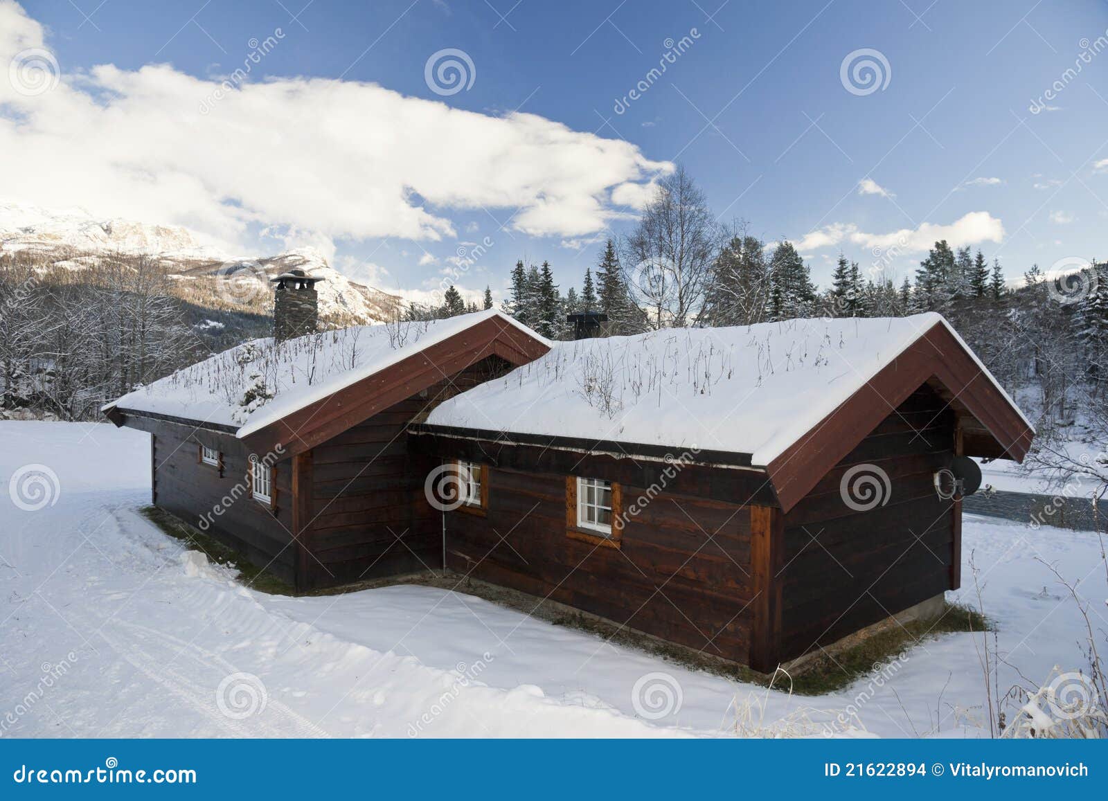 Snowy Cottage stock photo. Image of oven, landscape, chalet - 21622894