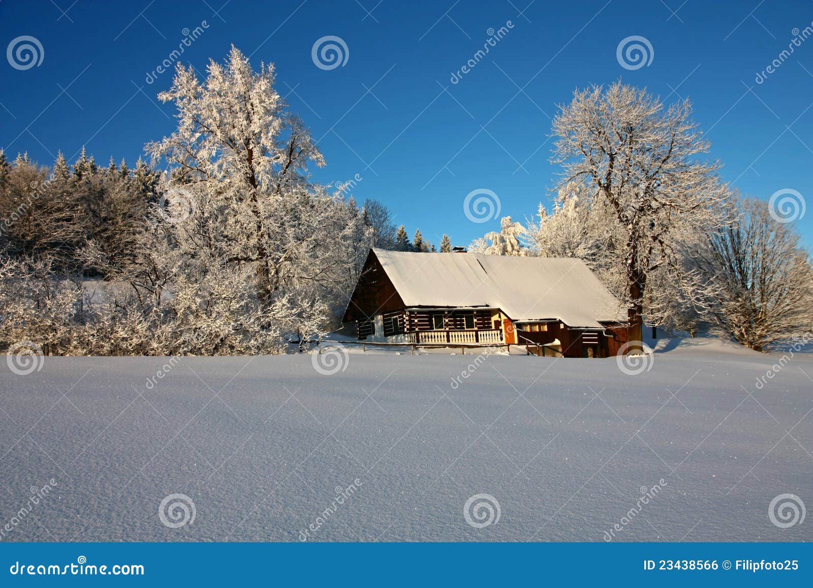 Snowy cottage stock photo. Image of peaceful, snowbank - 23438566