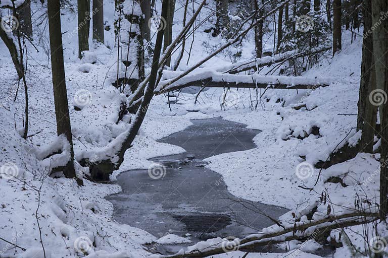 Snowy creek stock image. Image of background, creek, blue - 84750643