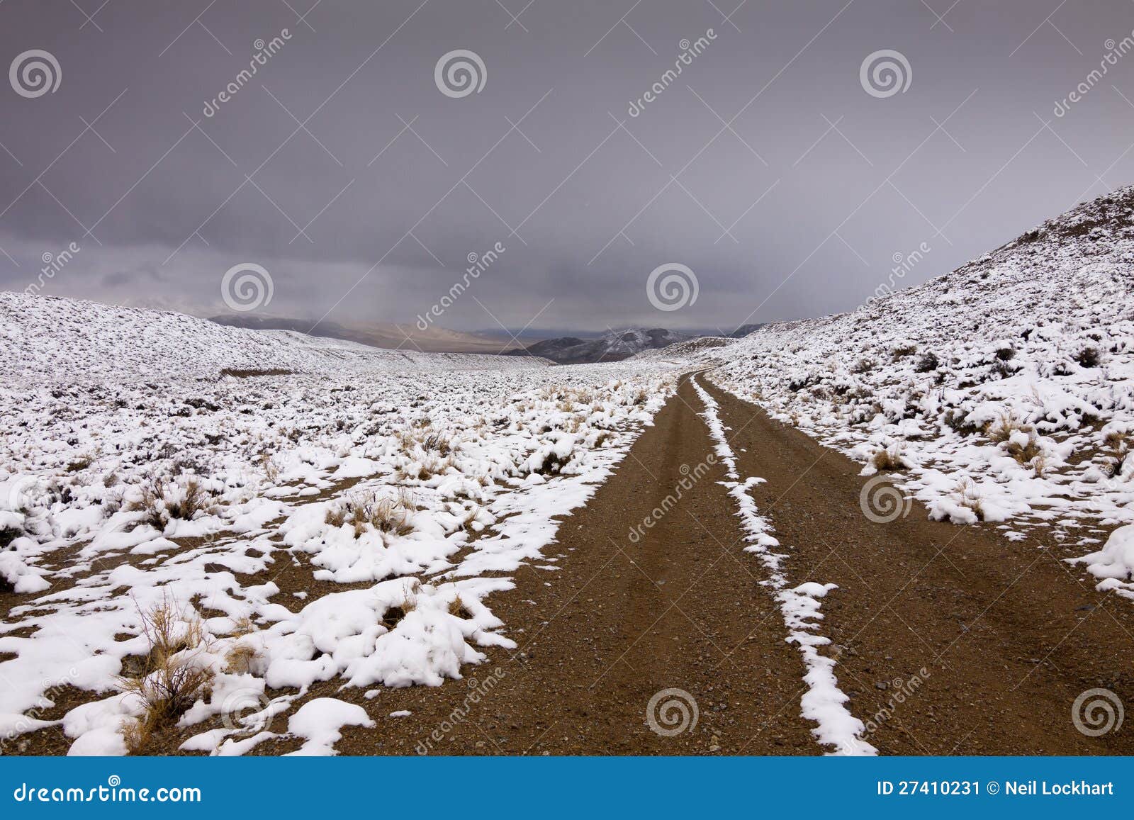 Snowy Desert Road stock image. Image of highway, byway - 27410231