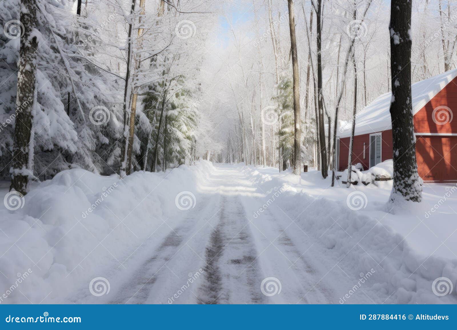 Snowy Driveway before and after Shoveling Stock Illustration ...