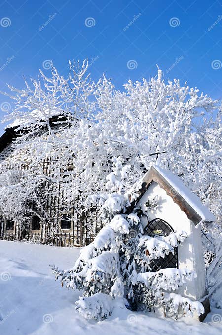 Snowy Farm stock photo. Image of building, landscape - 12637722