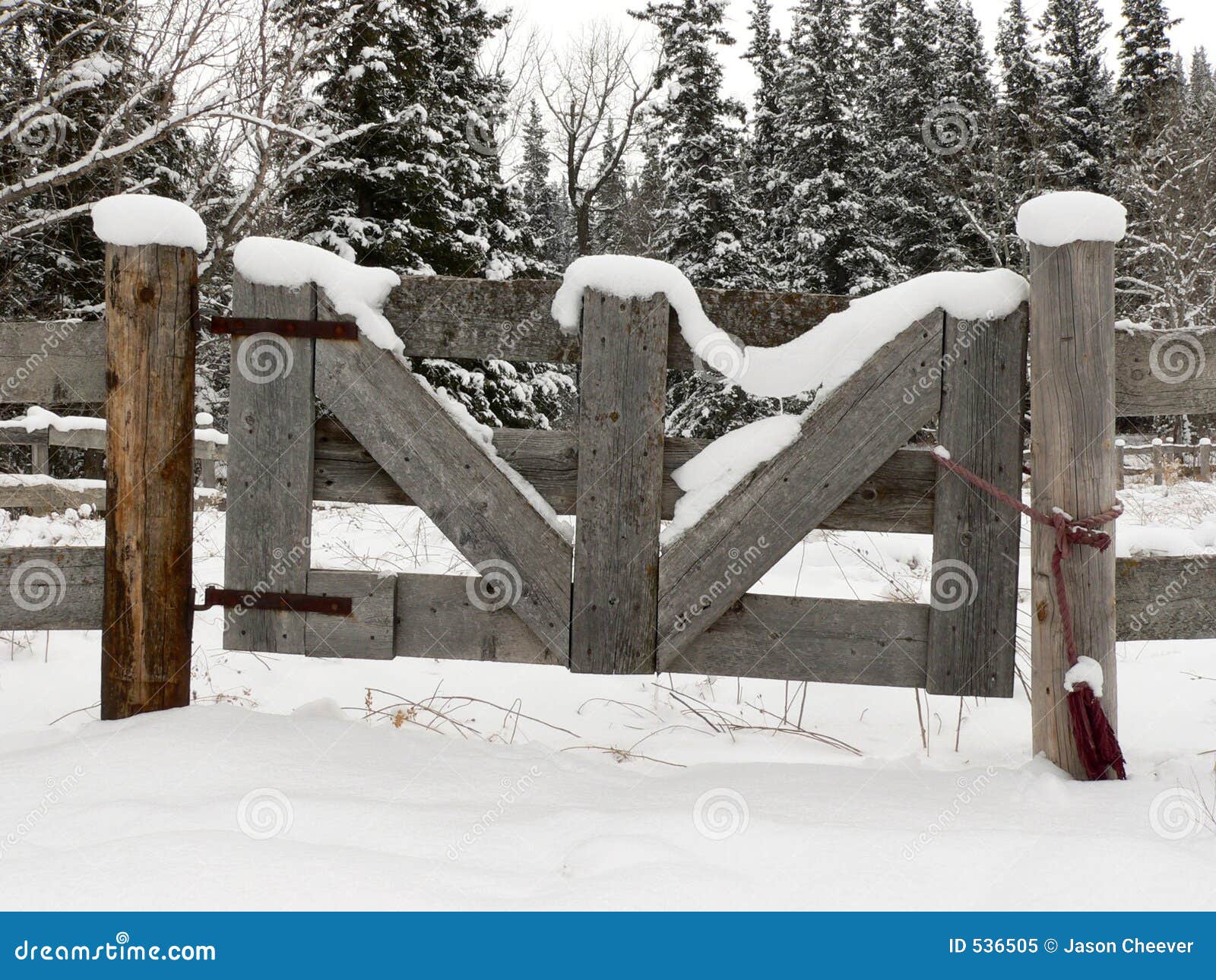 Snowy Farm Gate stock image. Image of calgary, gate, fence - 536505
