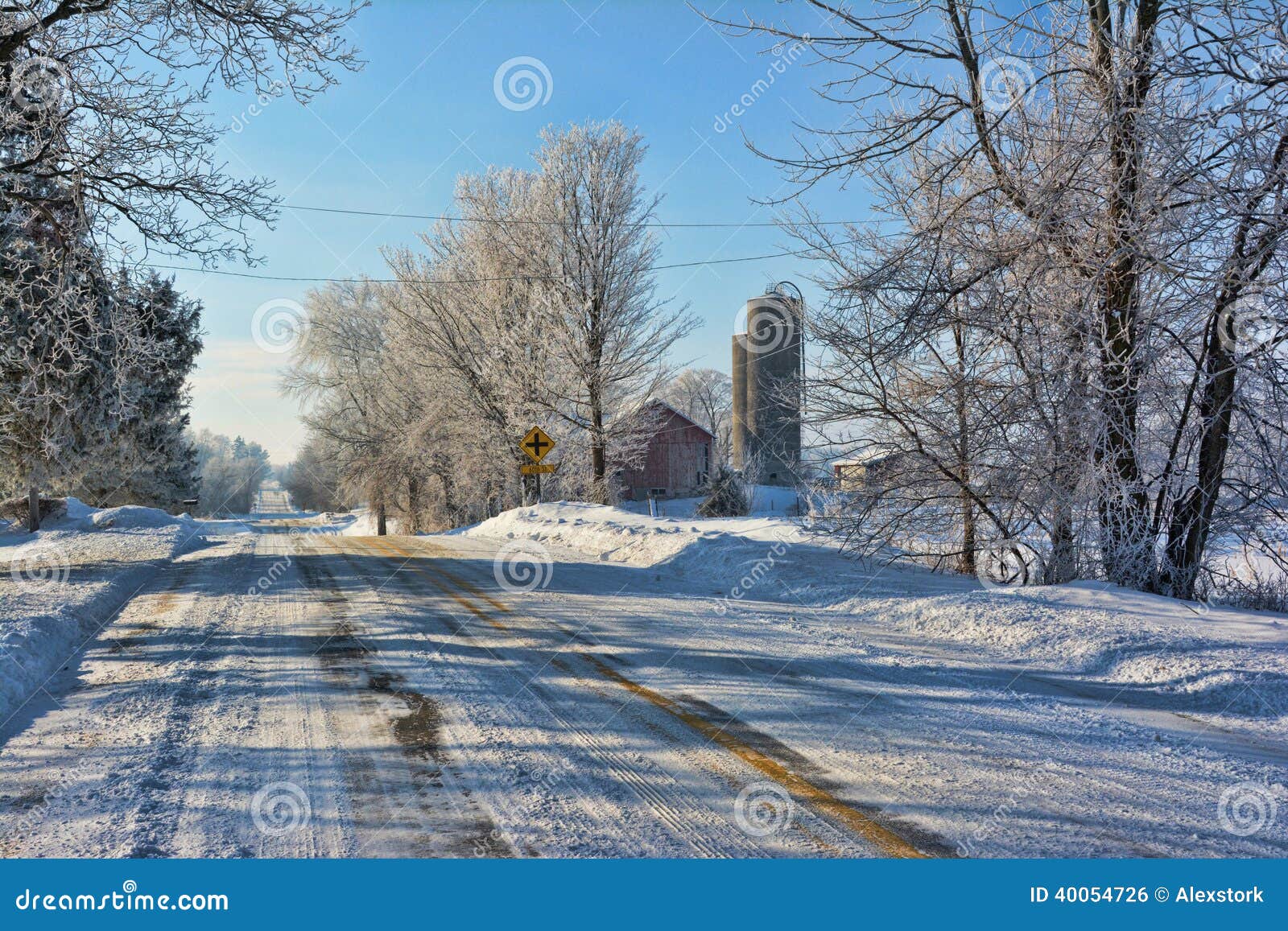 Snowy Farm Road stock photo. Image of agriculture, road - 40054726