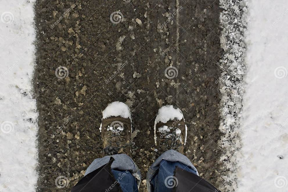 Snowy feet stock photo. Image of slush, road, winter - 12624522