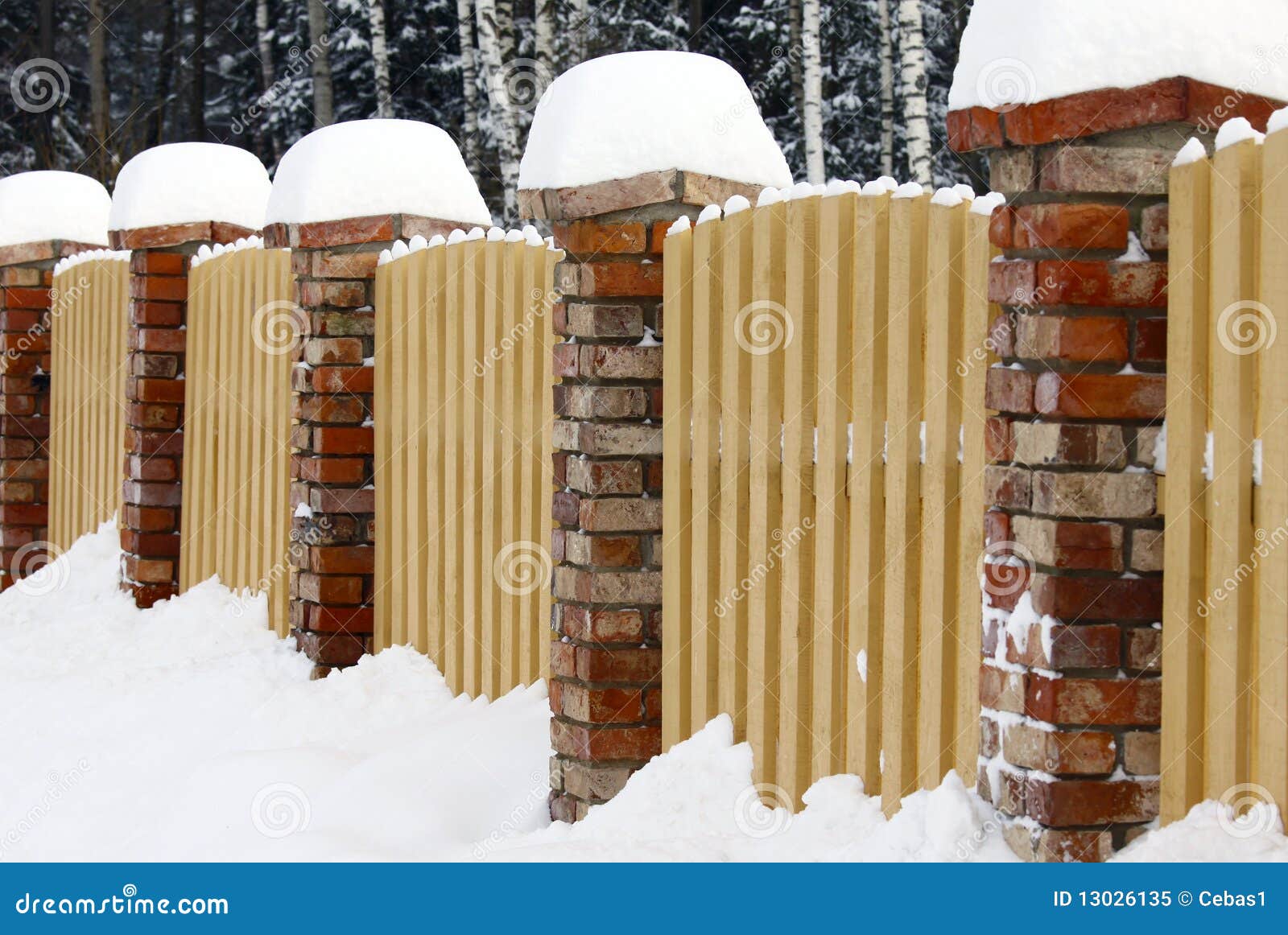 Snowy fence stock image. Image of snow, january, february - 13026135