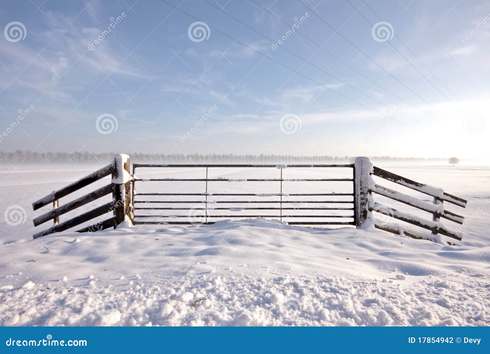 Snowy Fence in the Netherlands Stock Photo - Image of holland, snowy ...