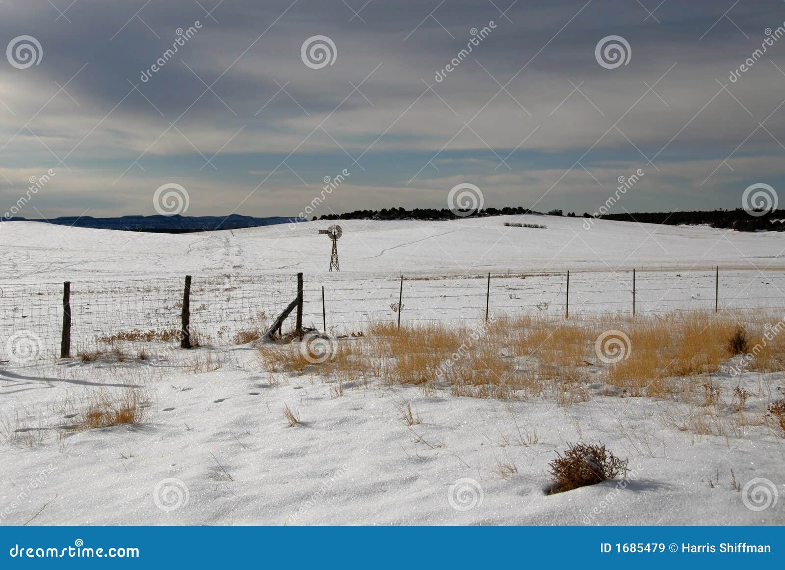 Snowy field stock image. Image of cloudy, fence, zion - 1685479