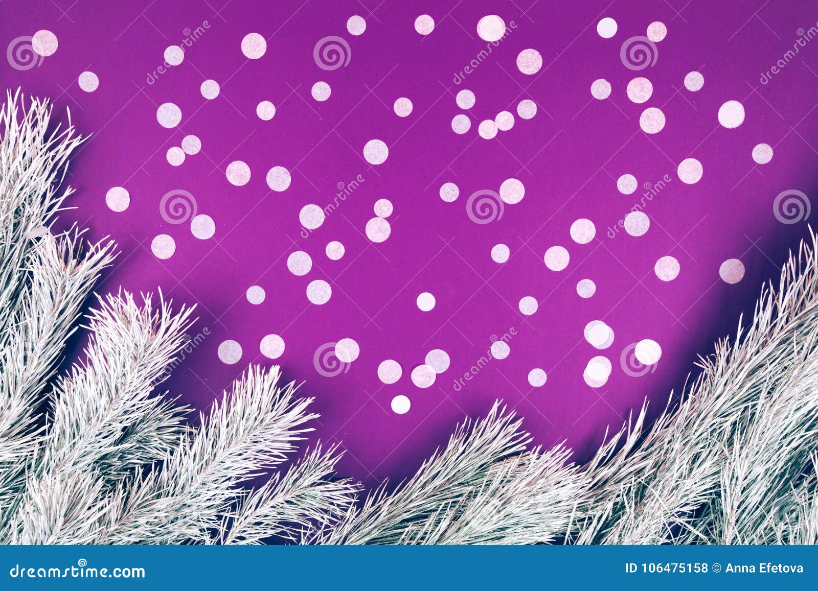 Snowy Fir Branches on Purple Background. Stock Photo - Image of decor ... Snowy Fir Branches on Purple Background. Stock Photo - Image of decor ...