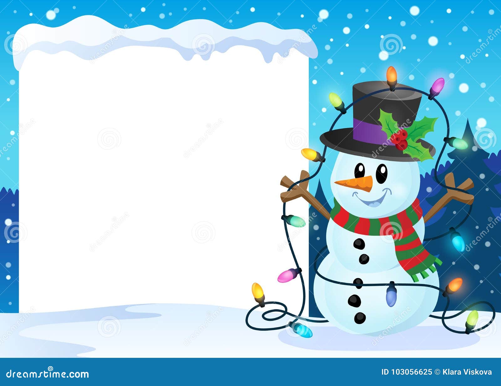 Snowy Frame with Christmas Snowman 2 Stock Vector - Illustration of ...