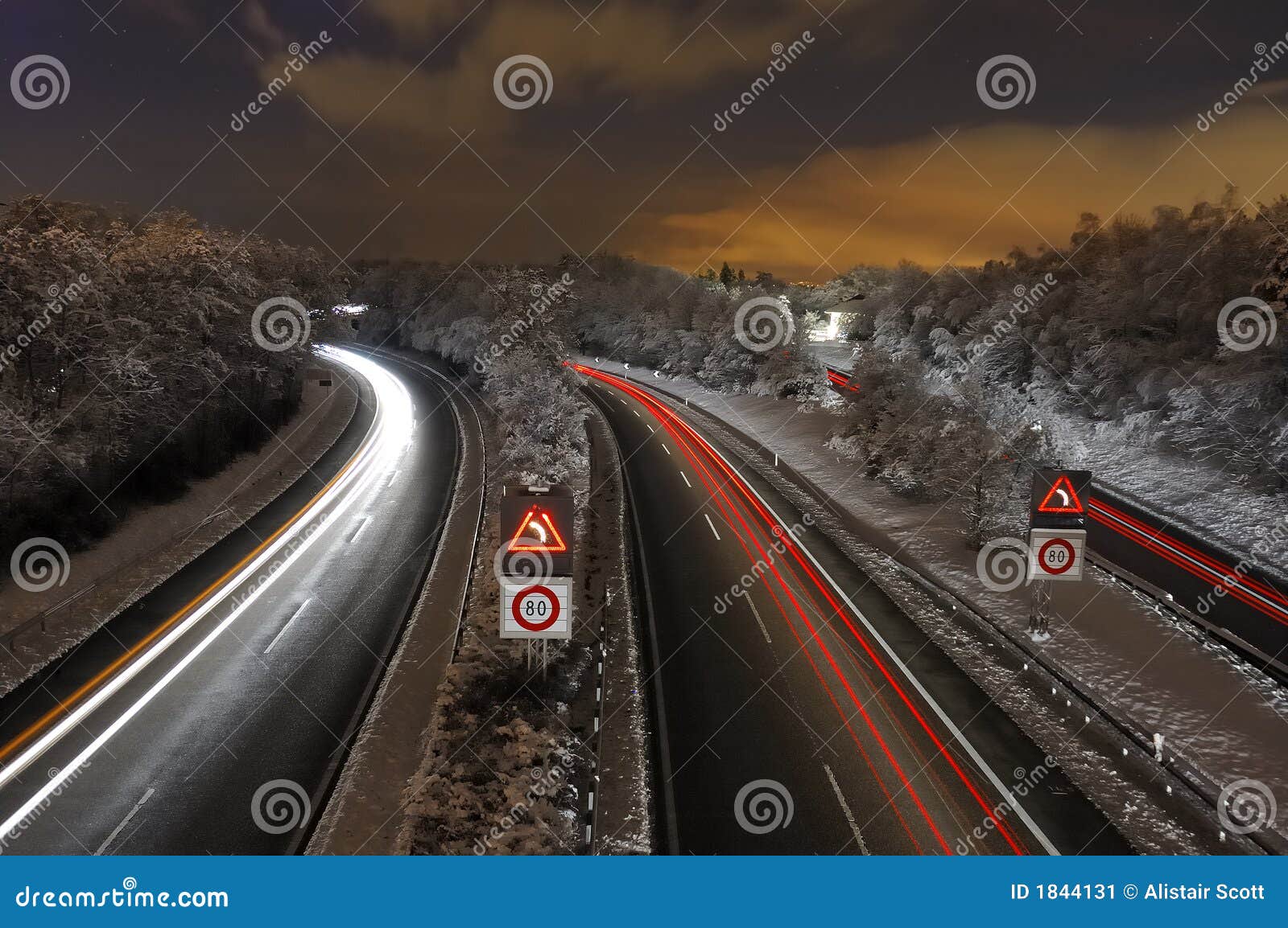 Snowy freeway stock image. Image of road, driving, slip - 1844131