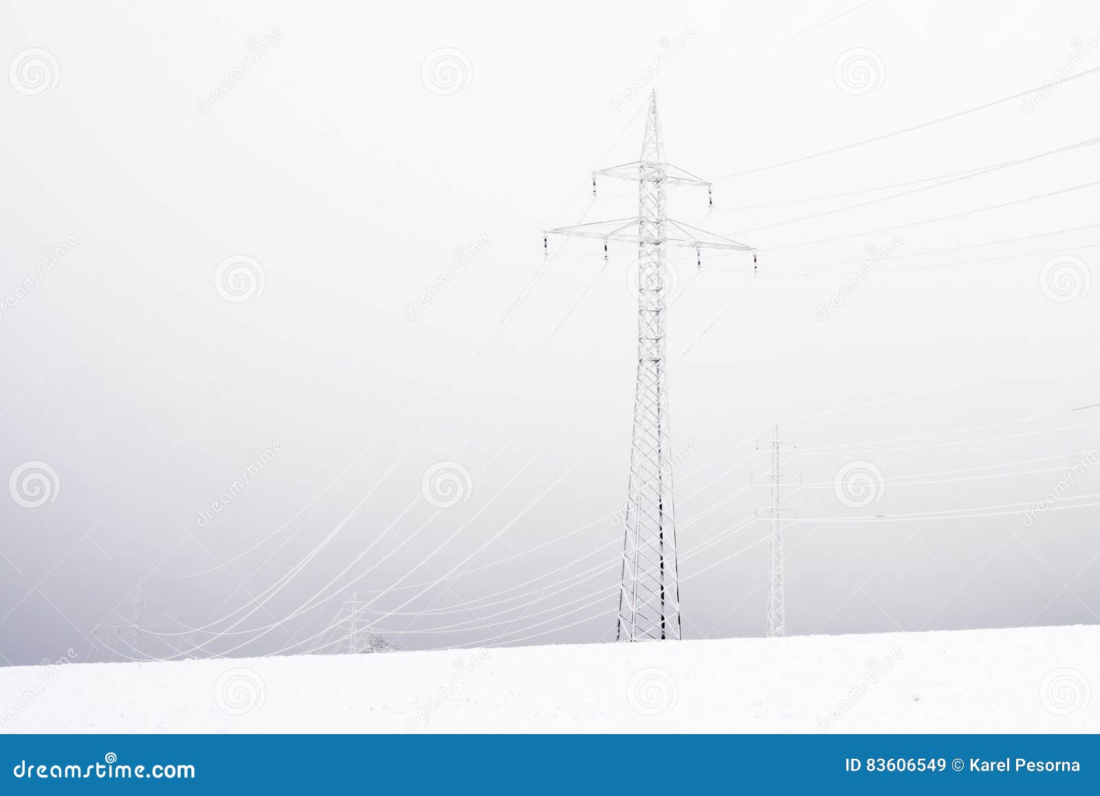 Snowy and Frozen Power Lines Stock Image - Image of europe, ground ...