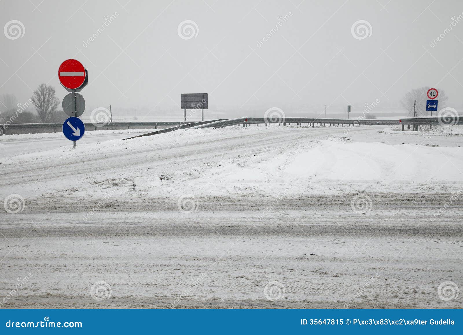 Snowy Highway stock image. Image of freeway, country - 35647815