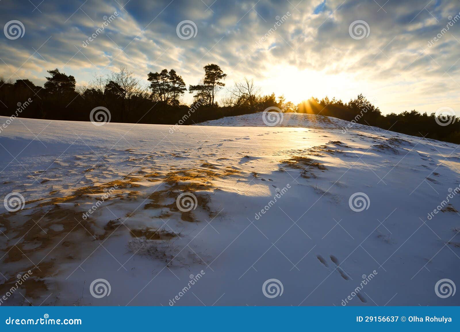 Snowy hill at sunset stock image. Image of netherlands - 29156637
