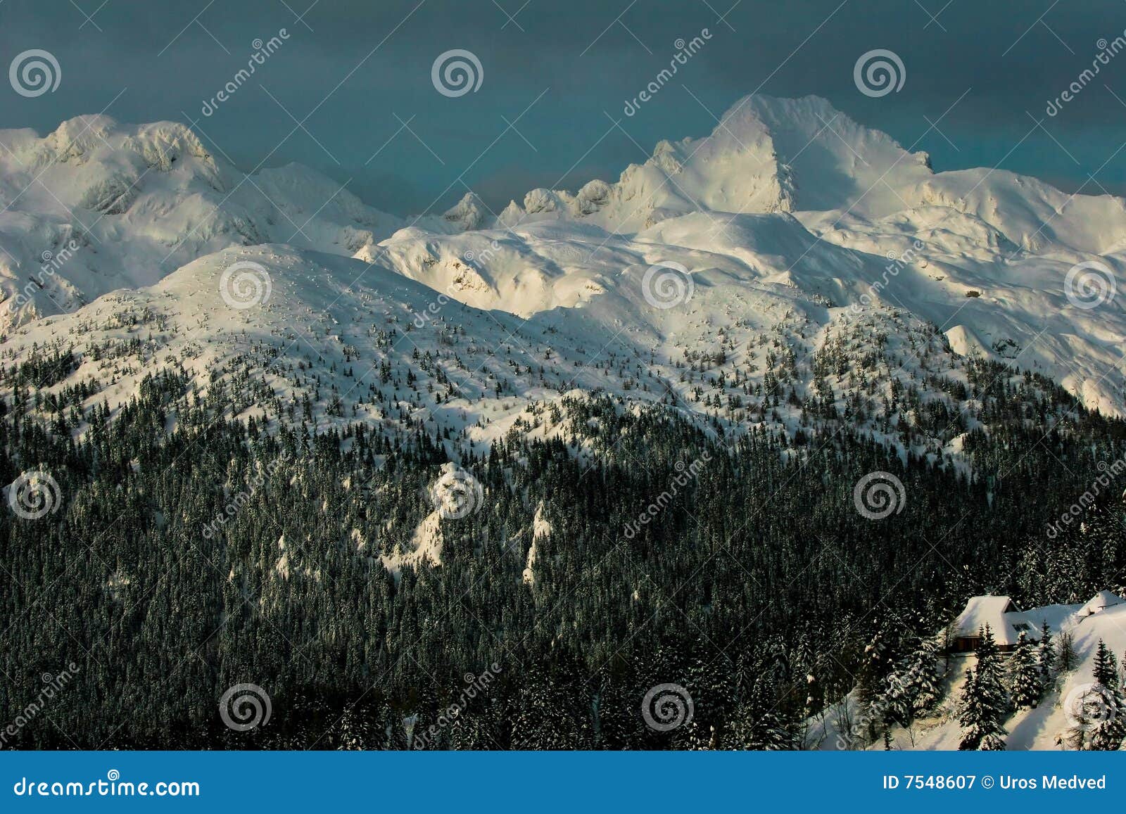 Snowy hills stock image. Image of stone, peak, cottage - 7548607