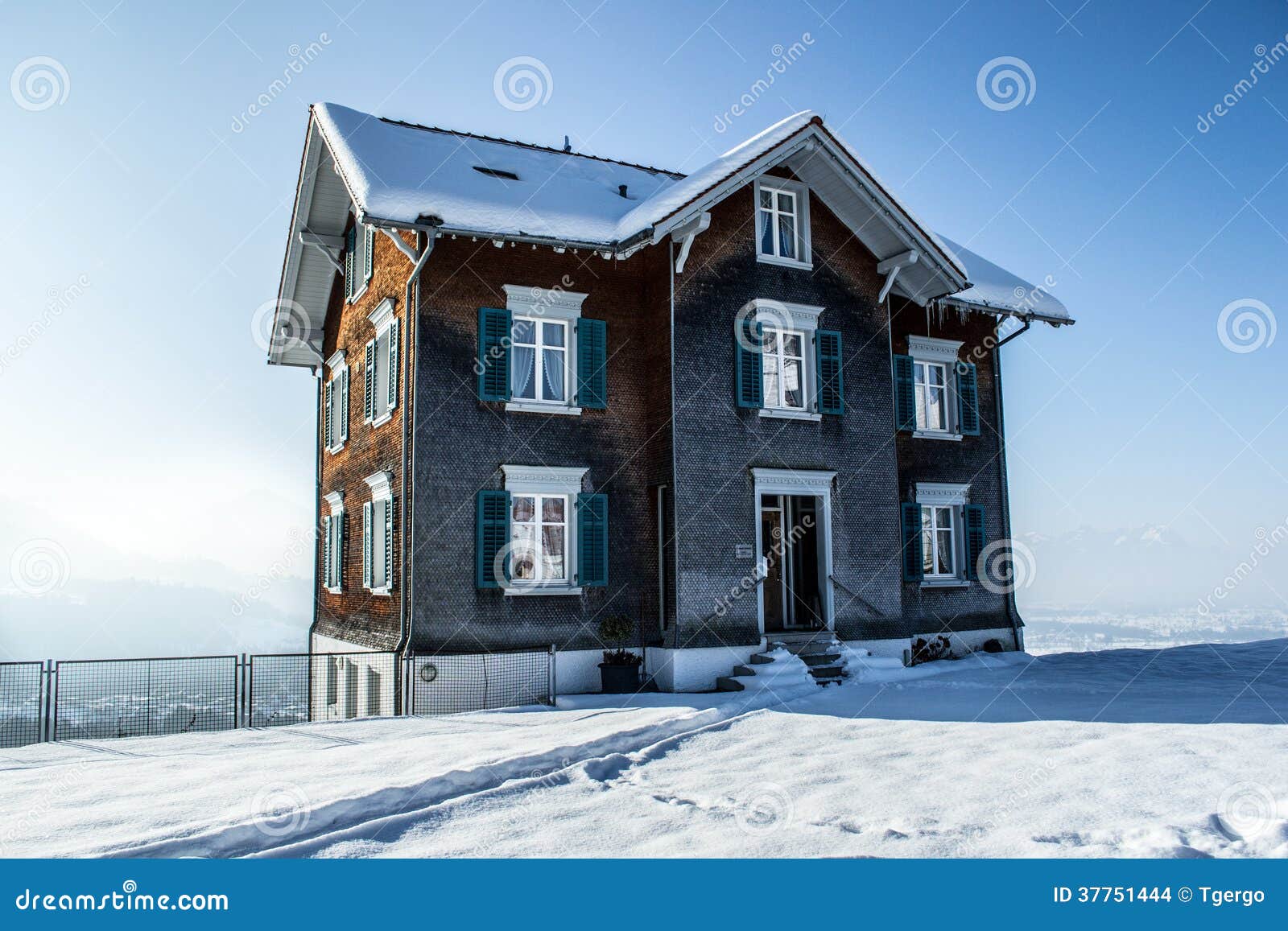 Snowy House stock photo. Image of europe, frost, season - 37751444
