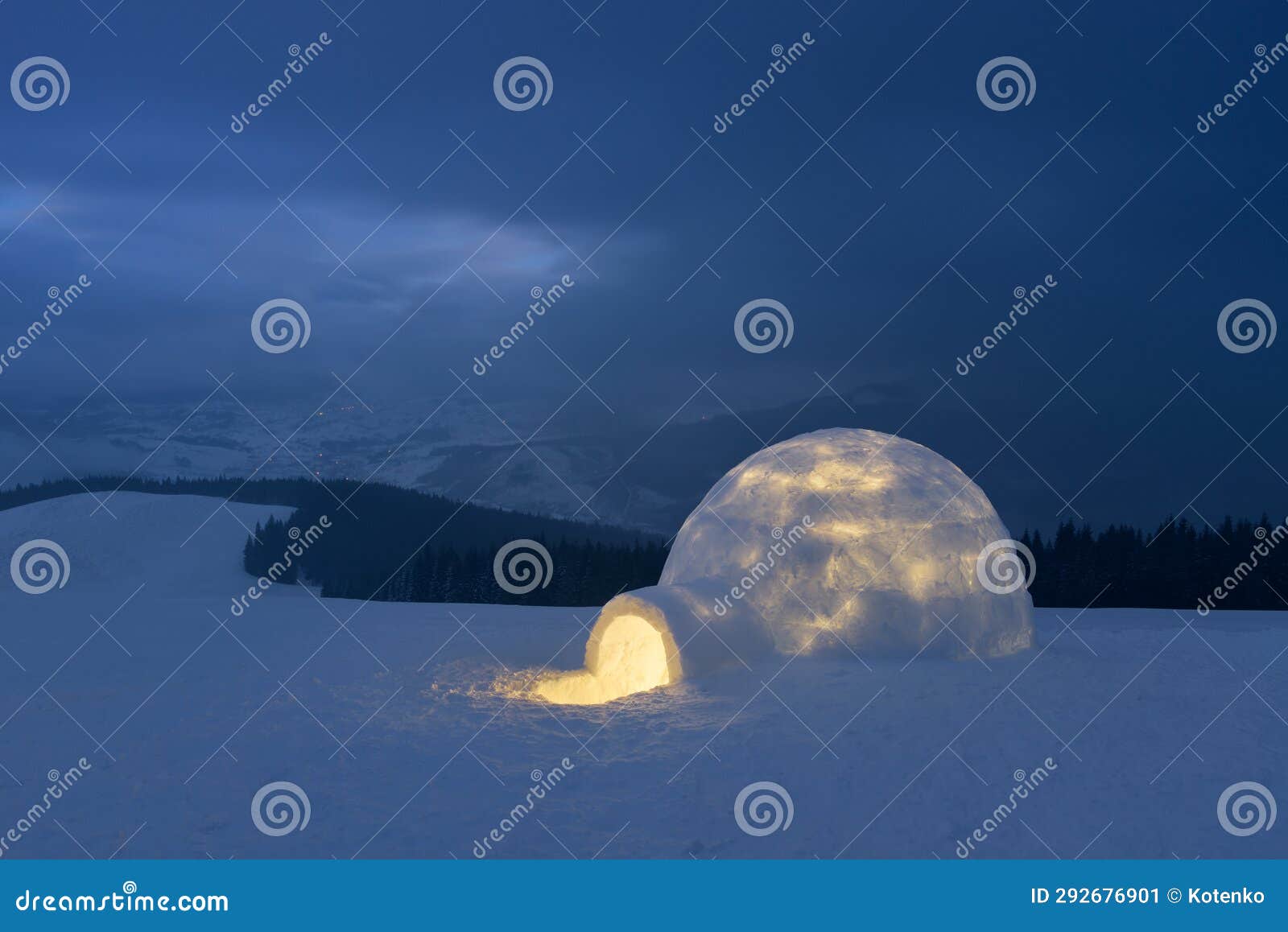 Snowy Igloo in a Winter Scene Stock Image - Image of landscape, scenery ...