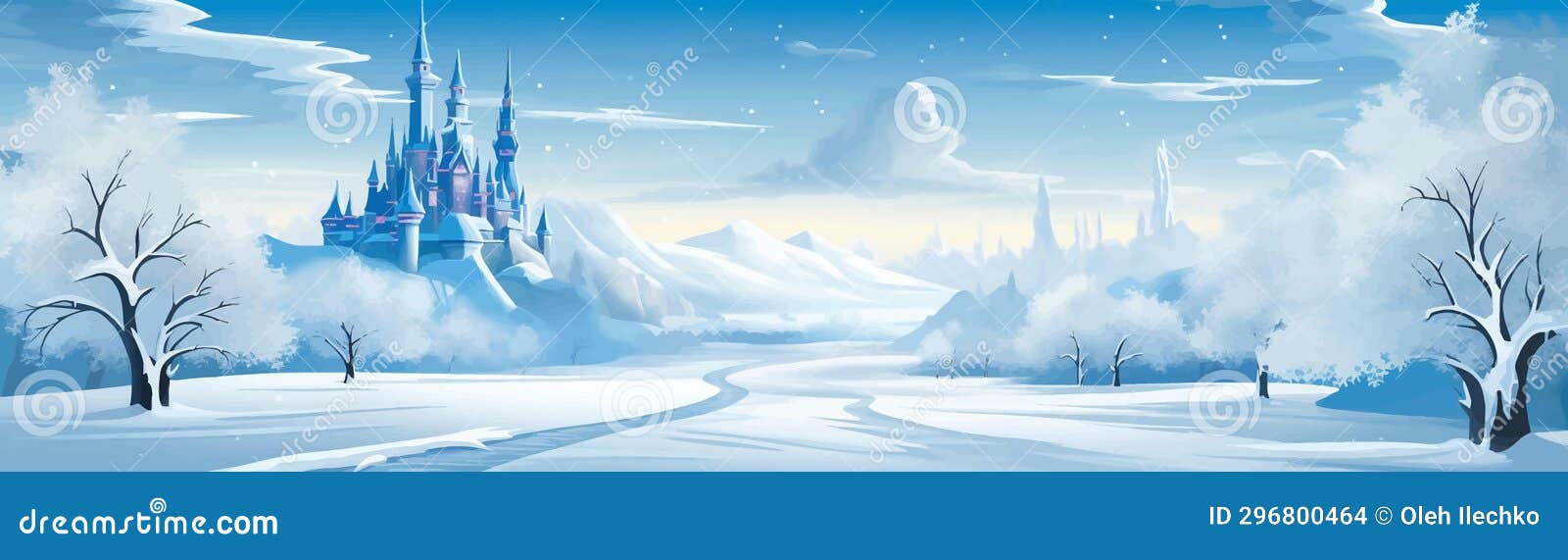 Snowy Landscape with Ice Castle Vector Simple 3d Isolated Illustration ...
