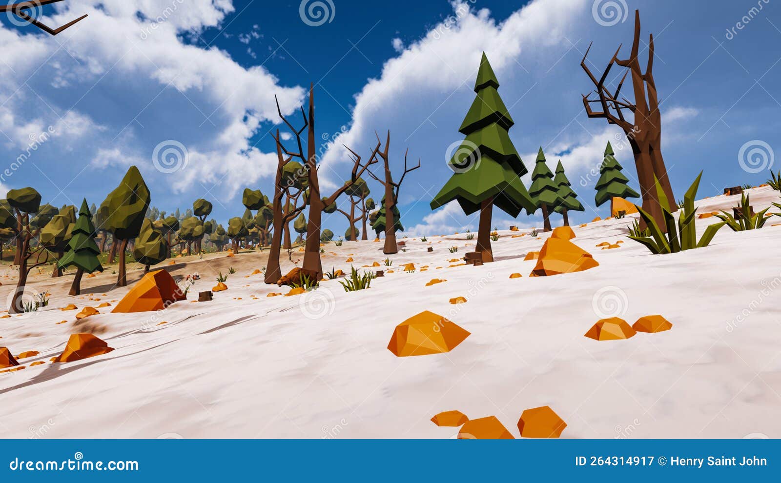 Snowy Landscape of a Natural and Virtual Environment Design 3d Render ...