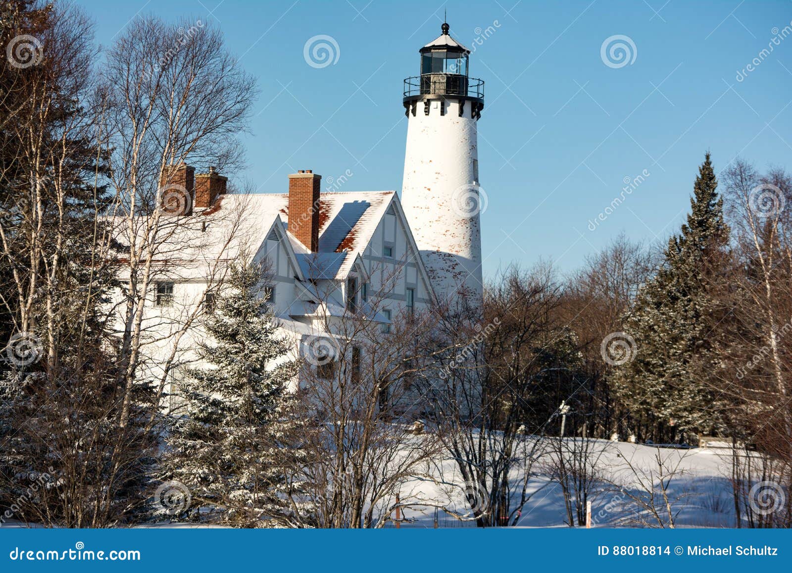 Snowy lighthouse stock photo. Image of frozen, nature - 88018814