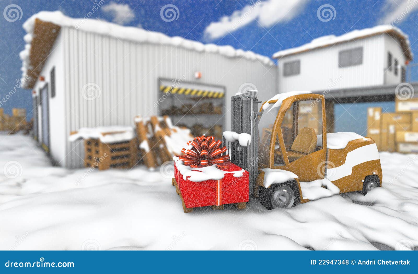 Snowy loader with gift stock illustration. Illustration of packaging ...