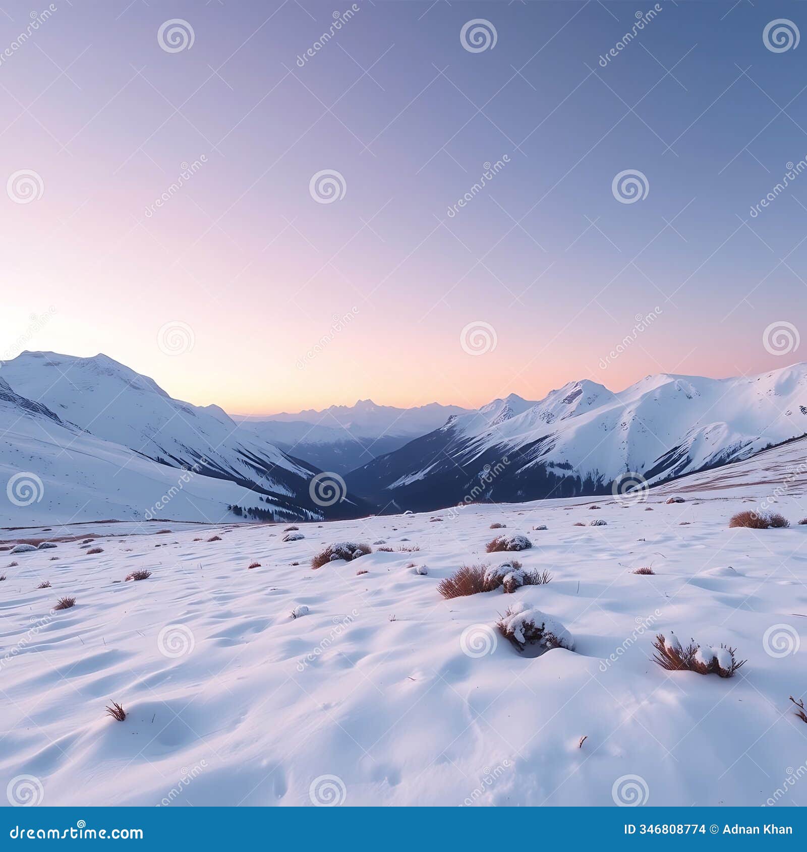 Snowy Meadow in Swiss Alps at Dawn Stock Illustration - Illustration of ...