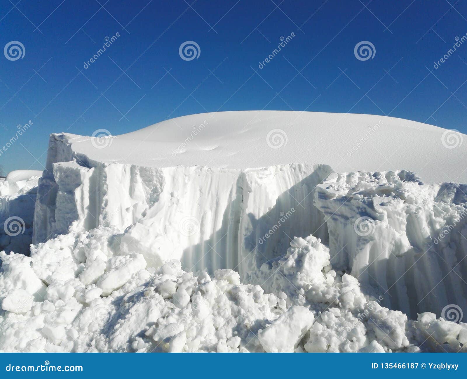 Snowy Mountain With Blue Sky Background Stock Image - Image of scene ...