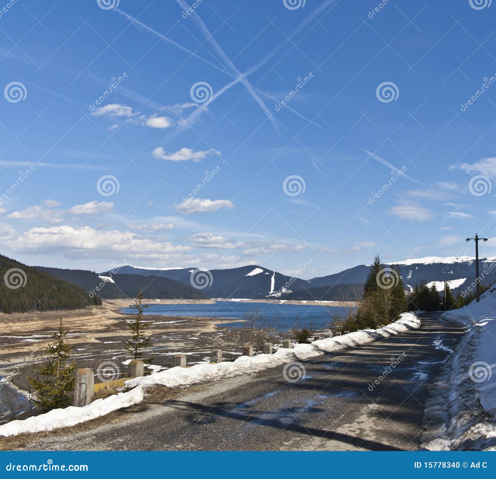 Snowy Mountain Lake scape stock photo. Image of blue - 15778340