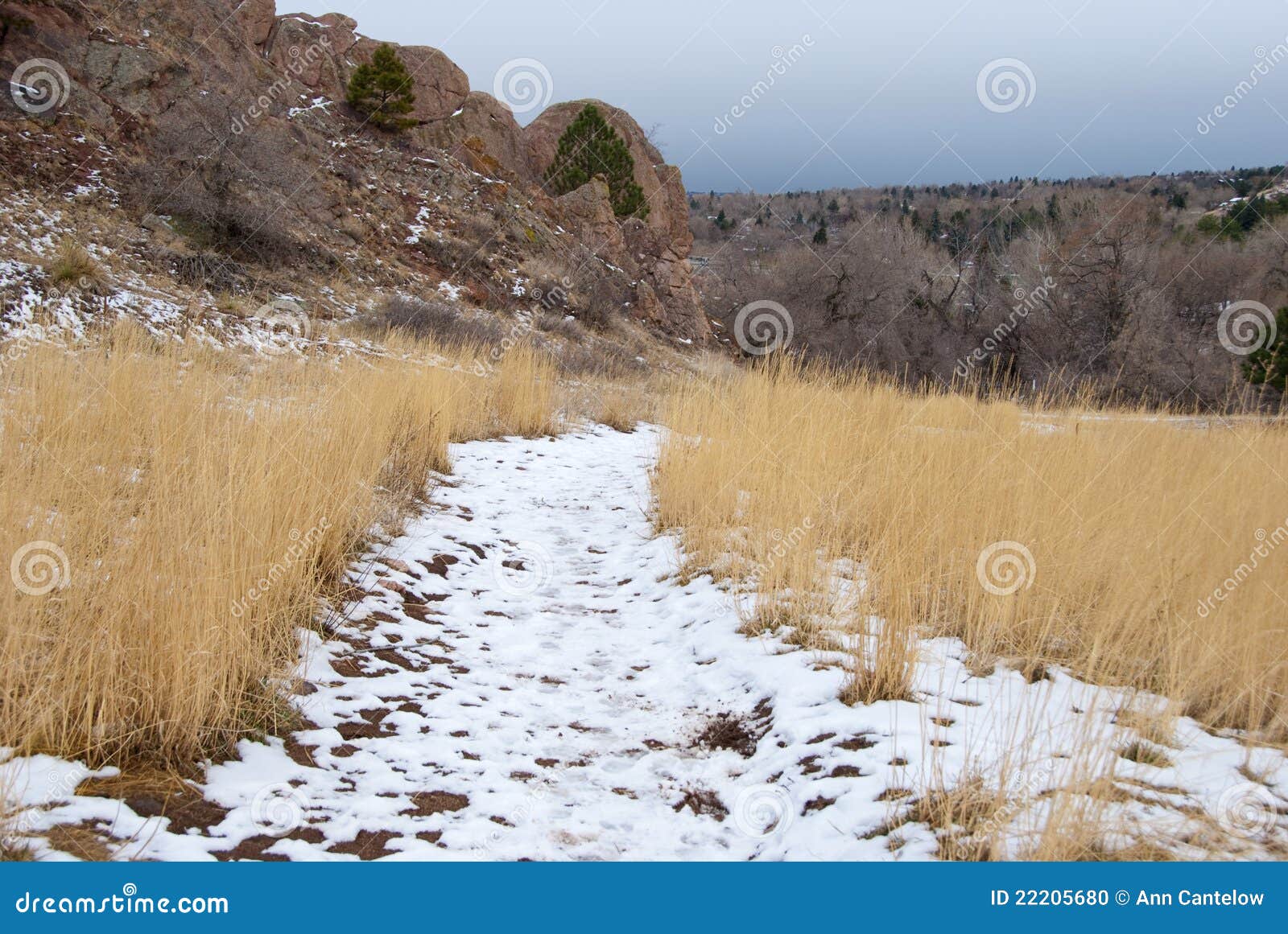 Snowy Mountain Path stock photo. Image of chil, winter - 22205680