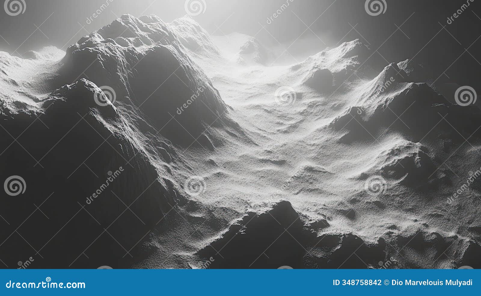 Snowy Mountain Range Landscape. Dramatic Black and White Nature Scene ...