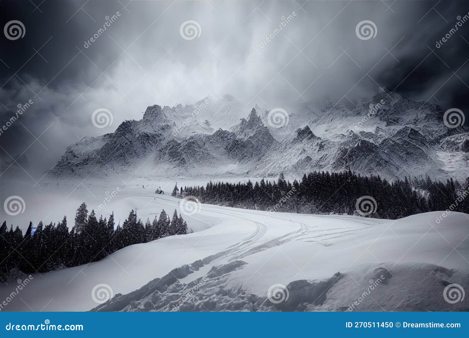 Dark Snowy Mountains