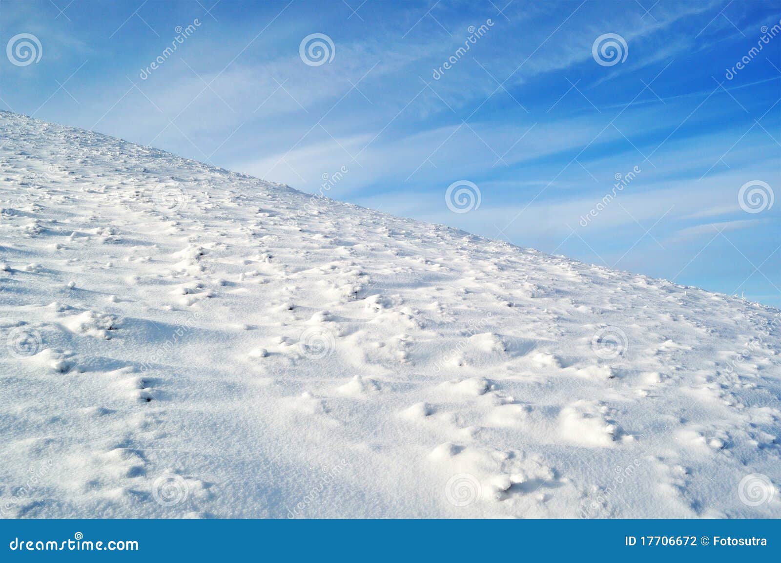 Snowy Mountain Slope and Blue Sky Stock Photo - Image of horizon ...