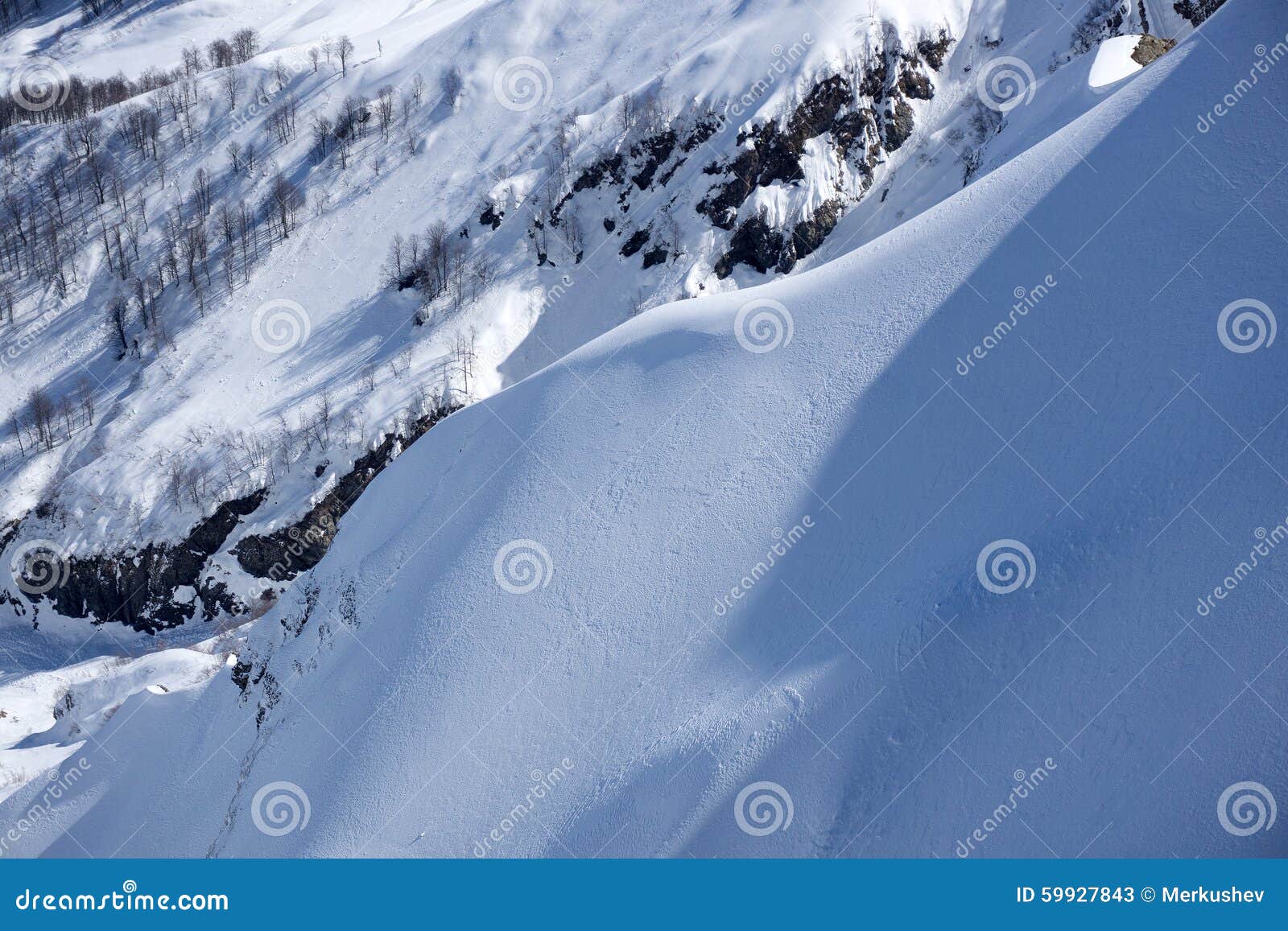 Snowy mountain slope stock image. Image of outdoors, adventure - 59927843