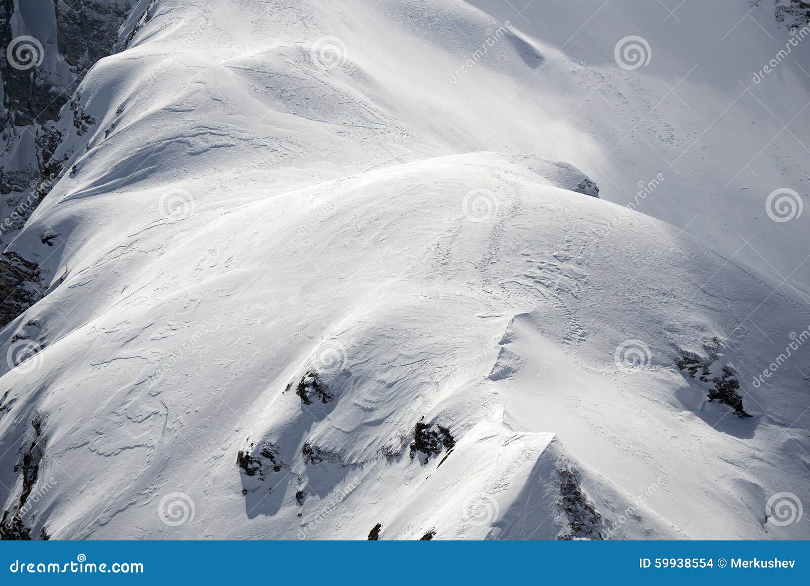 Snowy mountain slope stock photo. Image of ridge, snow - 59938554