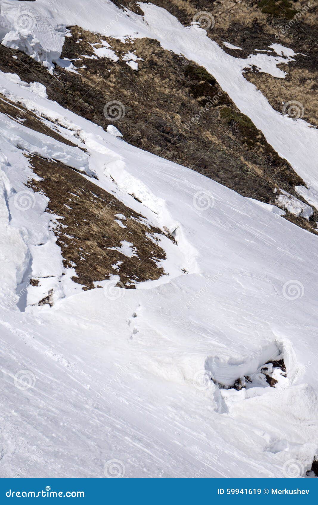 Snowy mountain slope stock image. Image of snow, landscape - 59941619