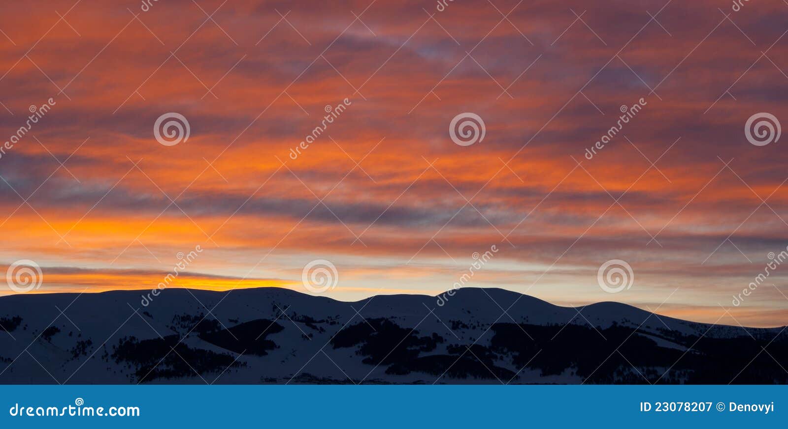 Snowy Mountain on Sunrise in Early Morning Stock Image - Image of ...