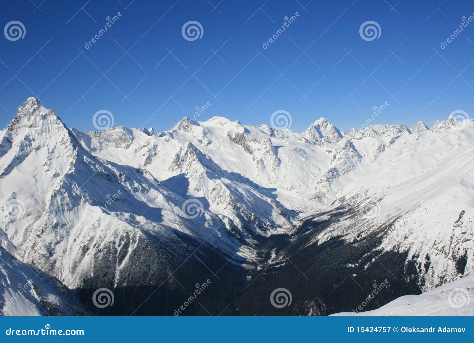 Snowy Mountain Valley stock image. Image of glacier, mountain - 15424757