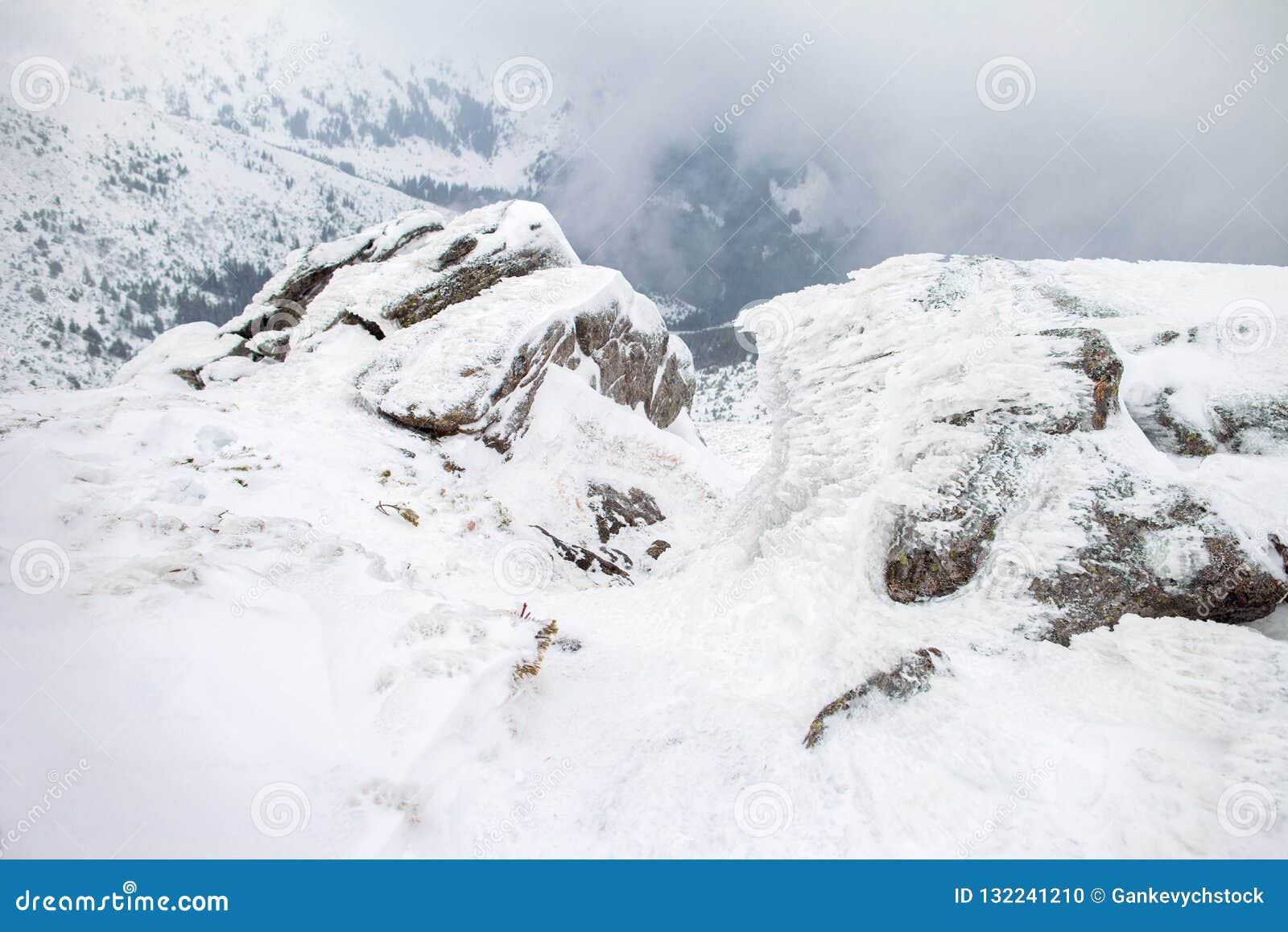 Snowy mountains stock photo. Image of deep, cold, ravine - 132241210