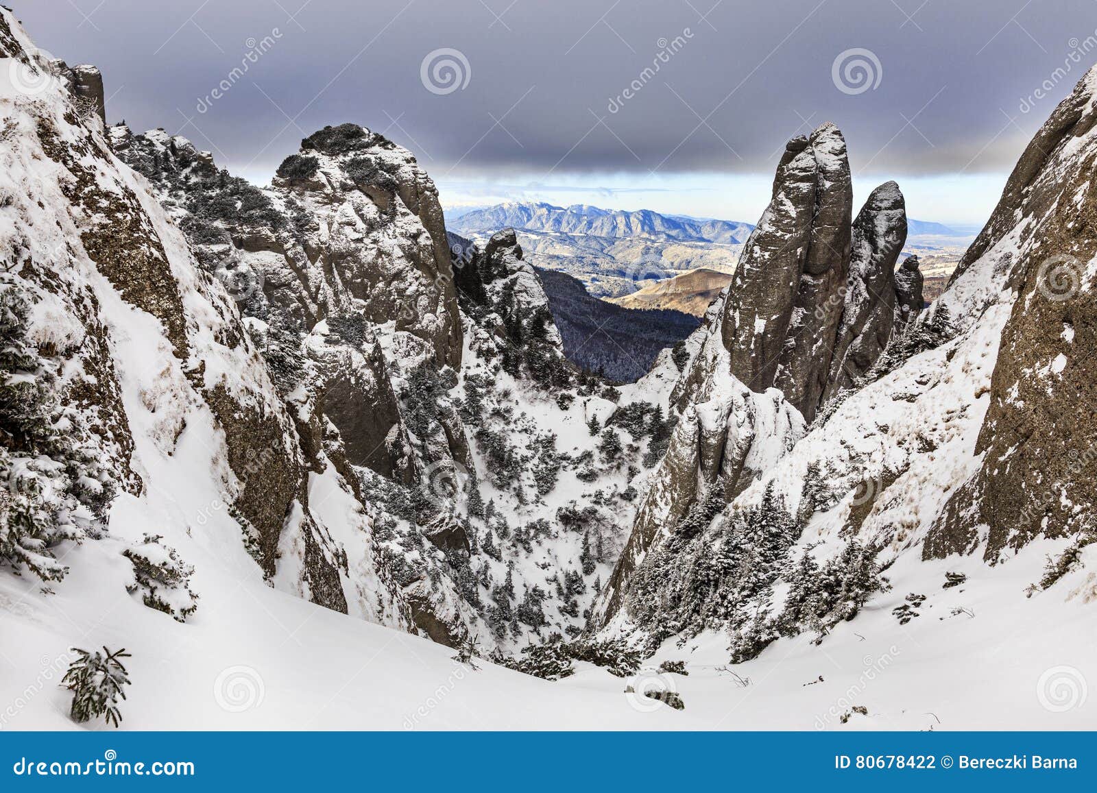 Snowy Mountains with Deep Ravine. Stock Photo - Image of cold, peak ...
