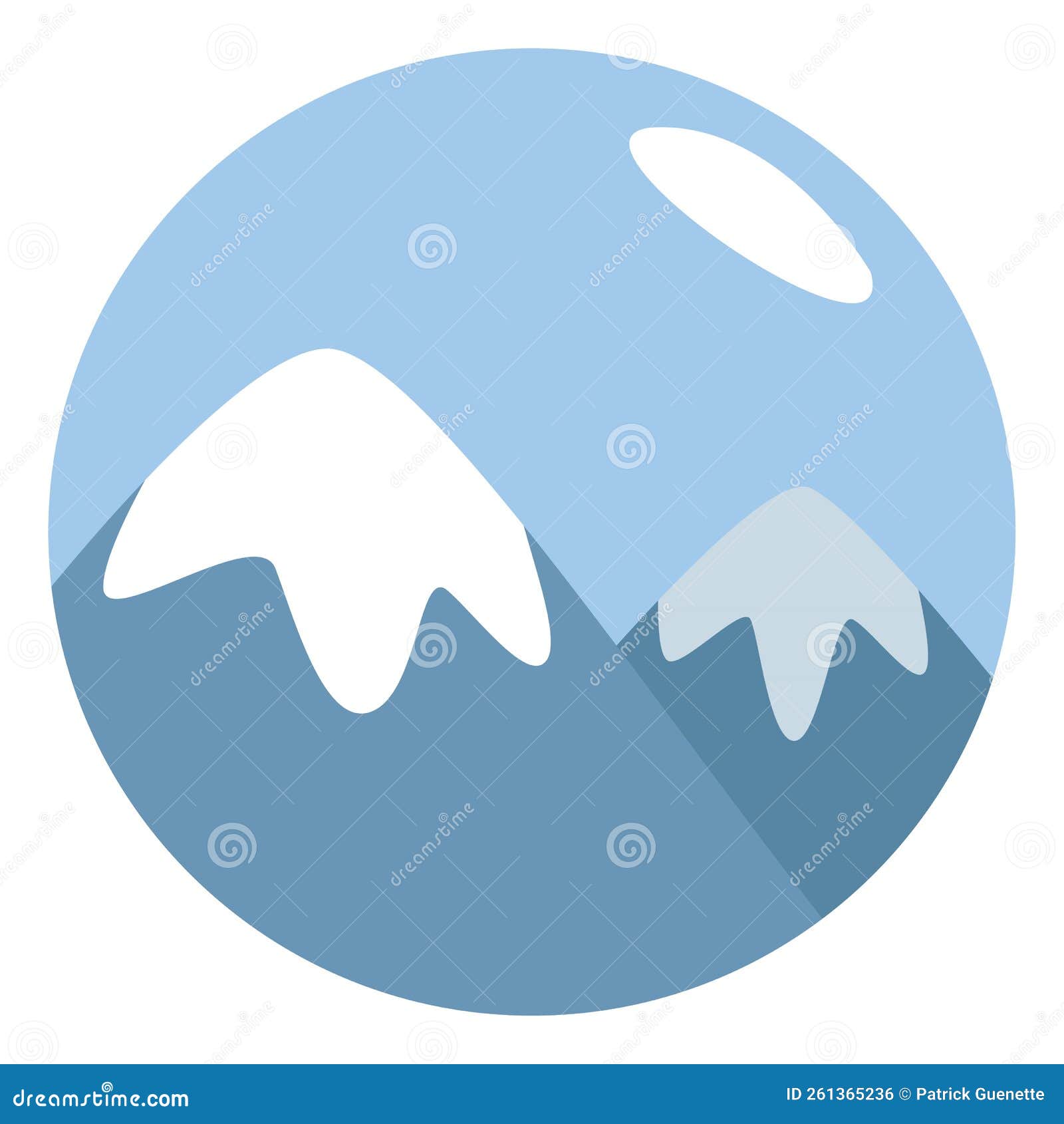 Snowy mountains, icon stock vector. Illustration of peak - 261365236