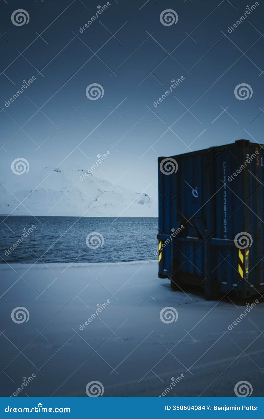 Snowy Mountains in Longyearbyen, Svalbard Behind Shipping Container ...